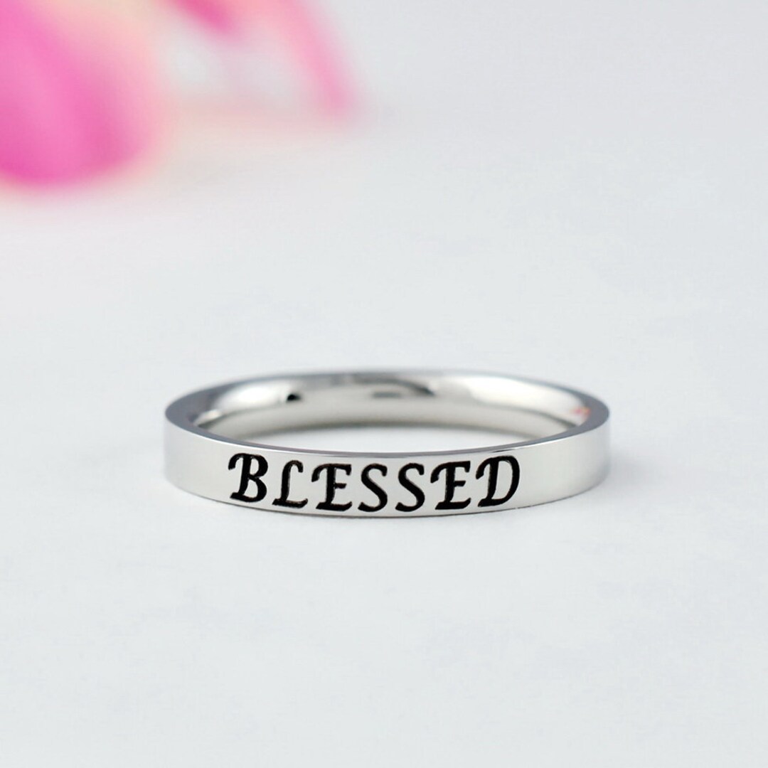 Blessed - Stainless Steel Stacking Band Ring, Sorority Sisters Best ...