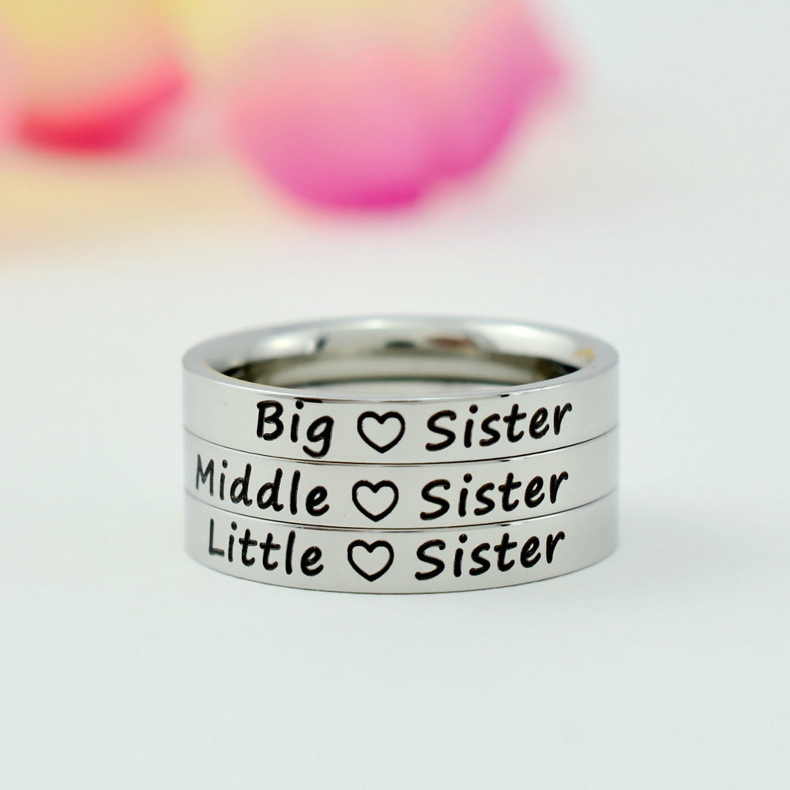 Big Middle Little Sister Dainty Stainless Steel Stacking - Etsy