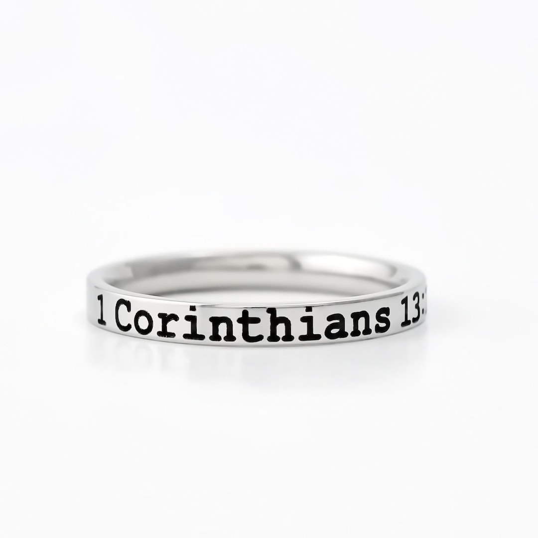 1 Corinthians 13:13 - Dainty Stainless Steel Stacking Ring, Christian ...