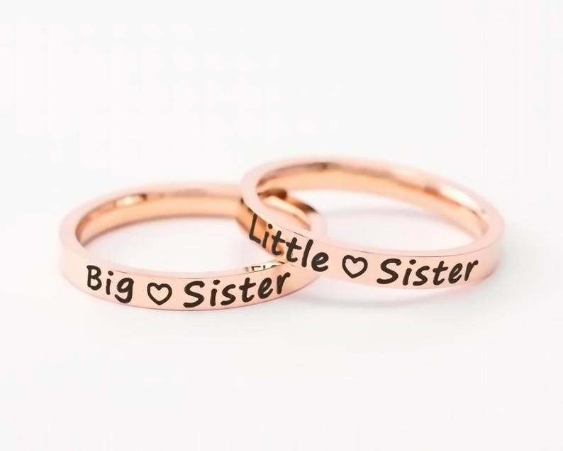 Big Sister & Little Sister Rings Set of 2 – ROSE GOLD Stainless Steel ...