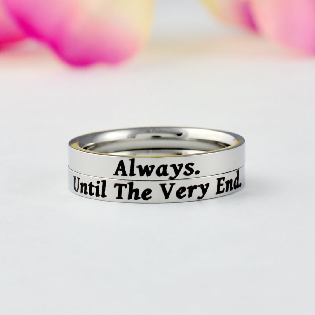 Always. Until the Very End. Stainless Steel Stacking Band Ring Set of 2 ...