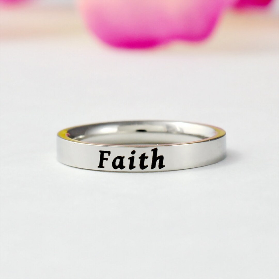 Faith - Stainless Steel Band Ring, Christian Religious Quote, Sorority ...