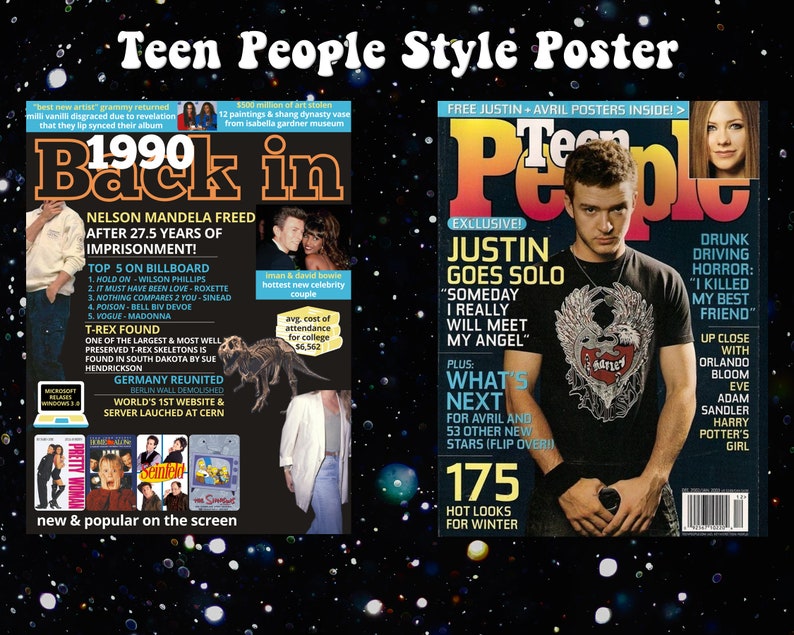 Back in 1990 Printable Birthday Poster Magazine Cover Style - Etsy