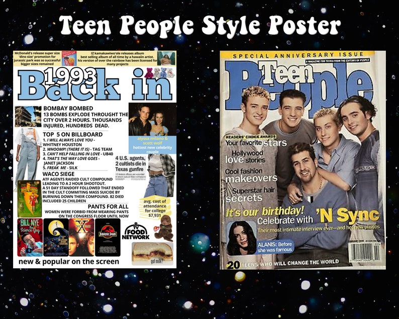 Back in 1993 Printable Birthday Poster - Magazine Cover Style ...