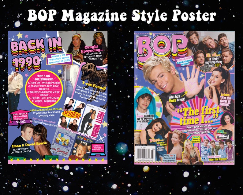 Back in 1990 Printable Birthday Poster - Magazine Cover Style ...