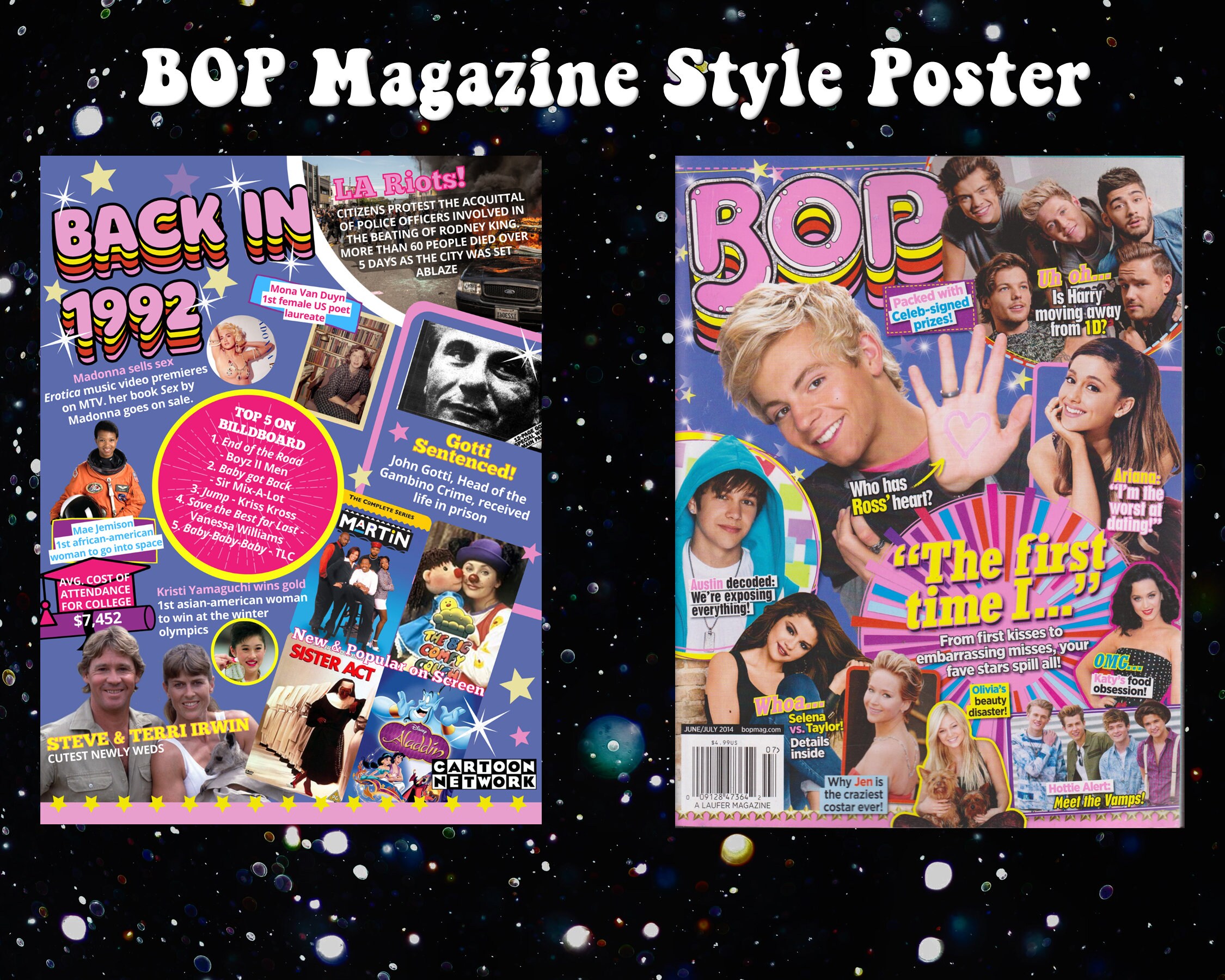 Back in 1992 Printable Birthday Poster Magazine Cover Style Birthday ...