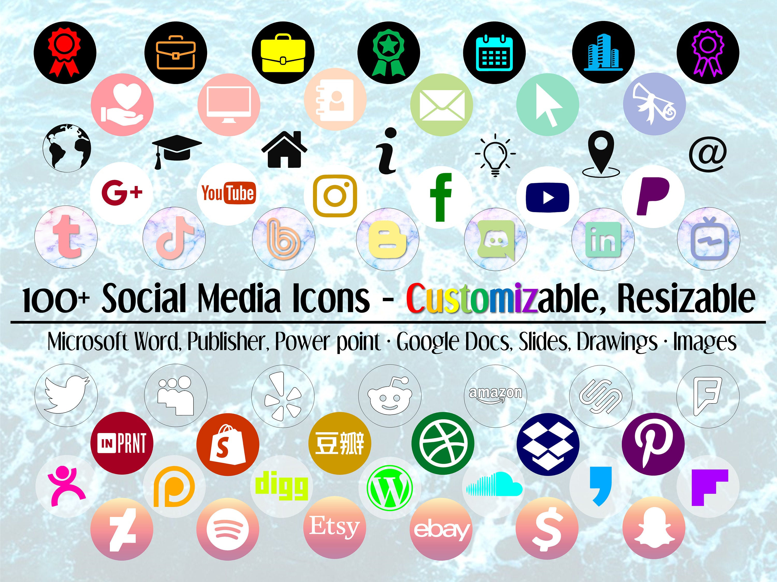 100+ Social Media Icons | Fully Customizable, Recolorable, & Resizeable ...