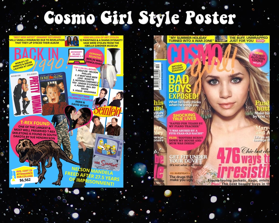 Back in 1990 Printable Birthday Poster - Magazine Cover Style ...