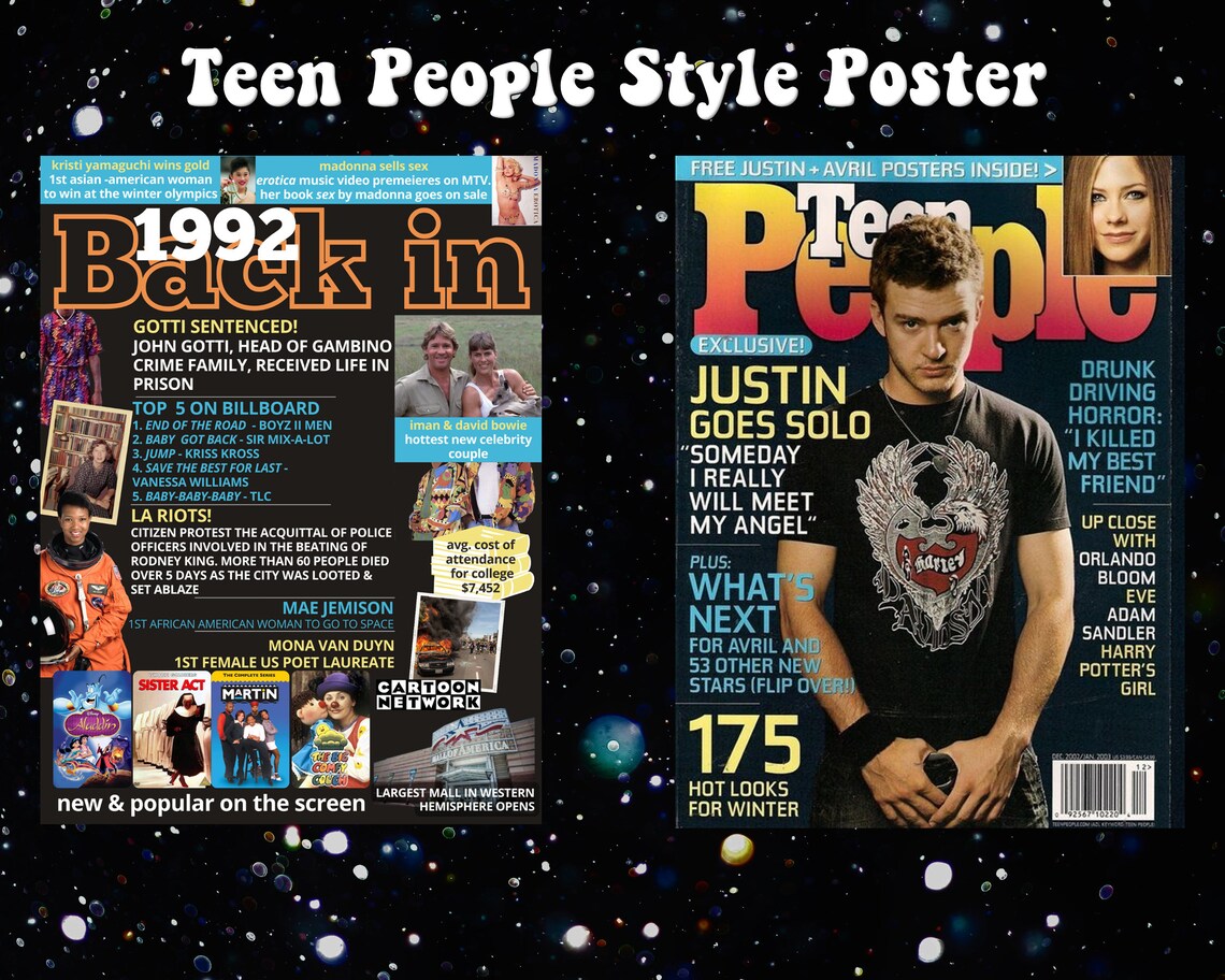 Back in 1992 Printable Birthday Poster - Magazine Cover Style ...