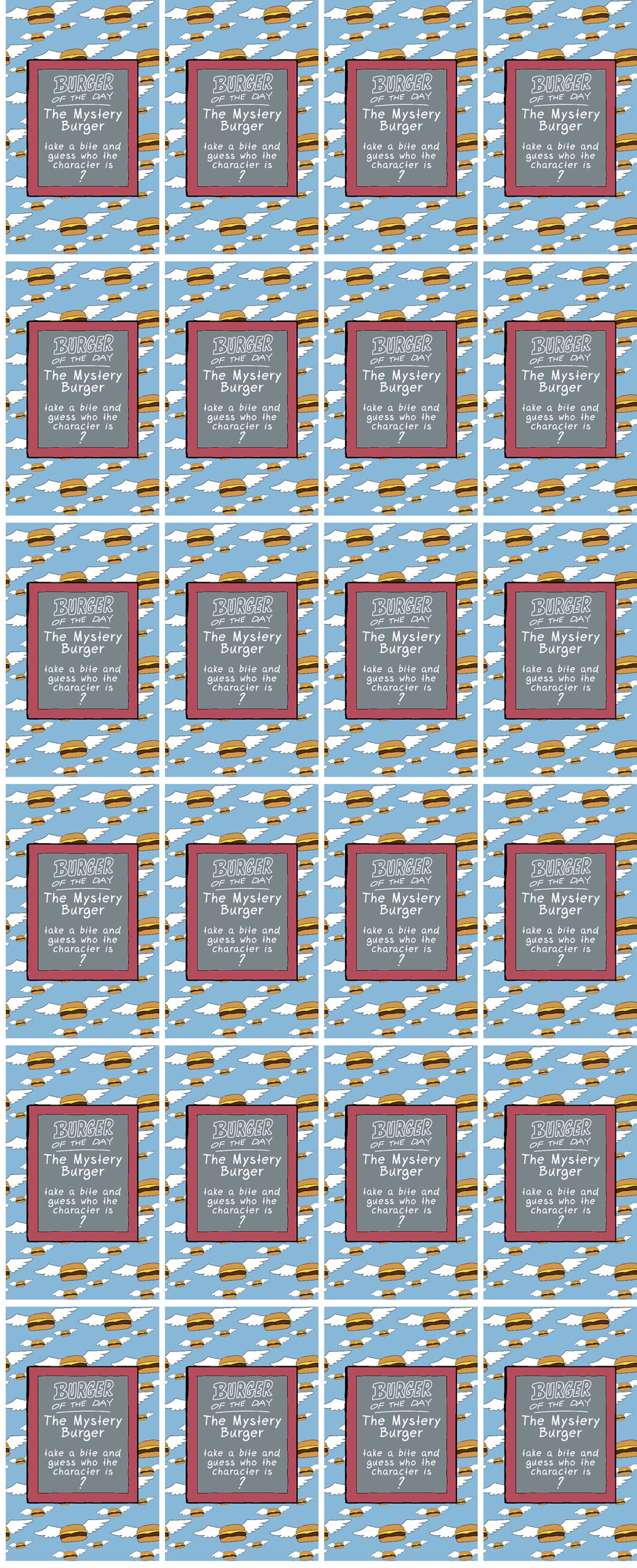 Burger Family Themed - Starter Pack - Printable Guess Who? Cards - Etsy