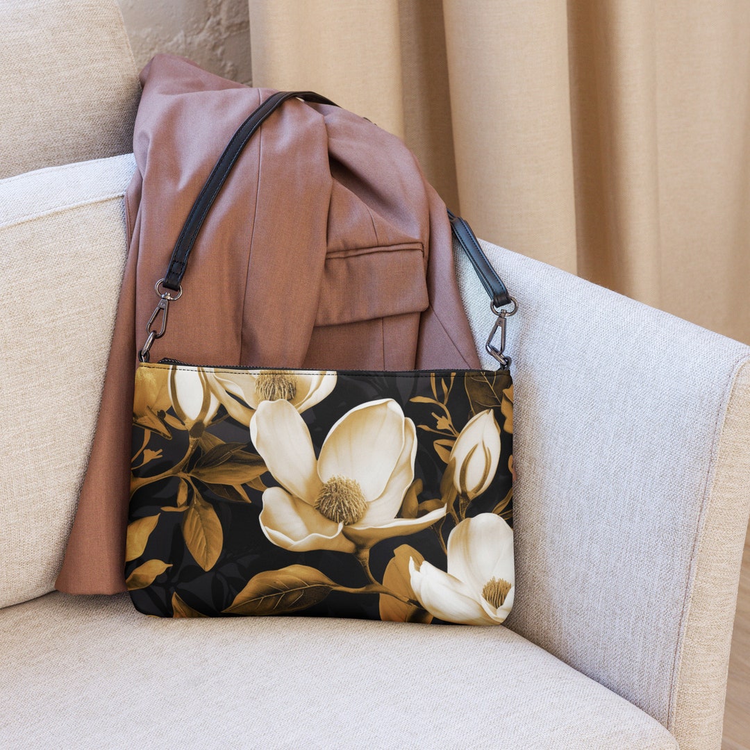 Magnolias in Gold Bloom Crossbody Bag - Etsy