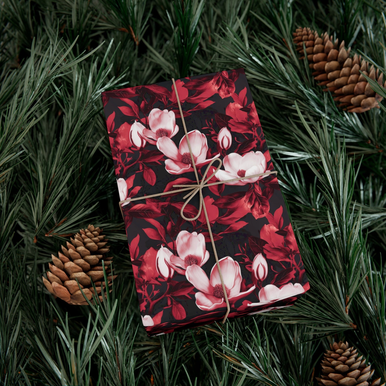 Magnolia Bouquet in Red Gift Wrap Paper - Etsy