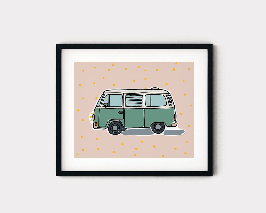 Camper Van Illustration Print VW Bus Travel Poster Camper Van Poster ...