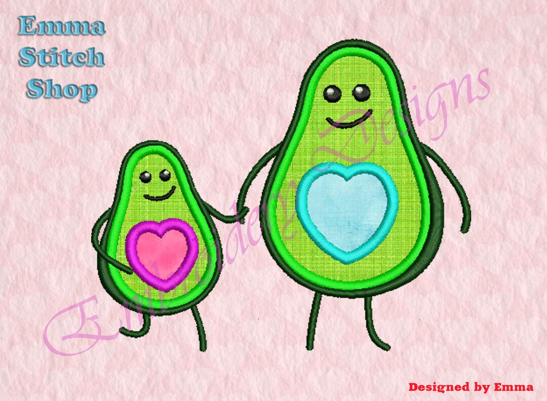 Avocado Applique Embroidery Designs, Love, Heart Embroidery Designs ...