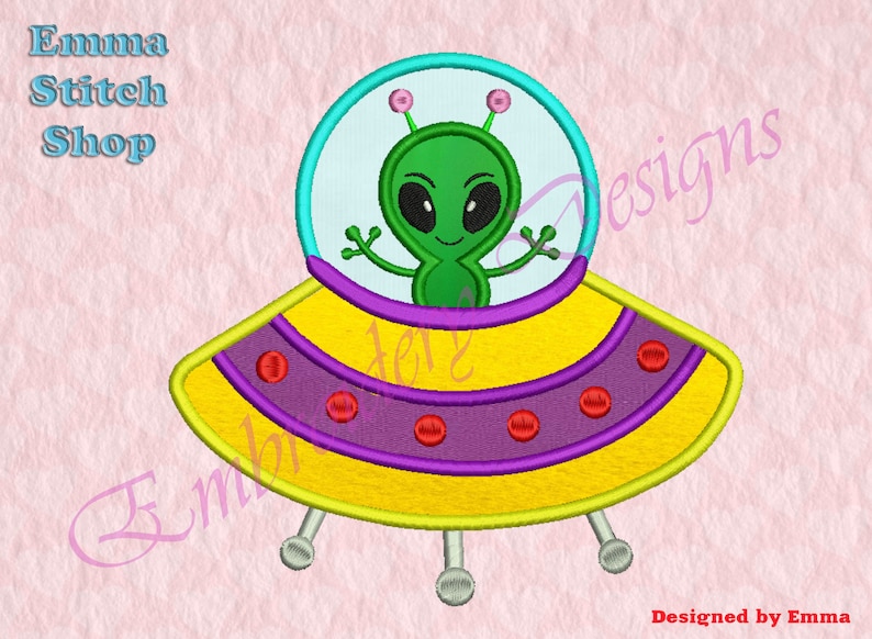 Alien Applique Embroidery Designs Green Spaceman Embroidery - Etsy
