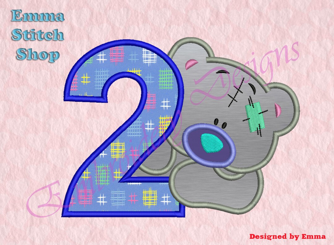 Bear TWO Applique Embroidery Designs, Second Bitrhday Embroidery ...
