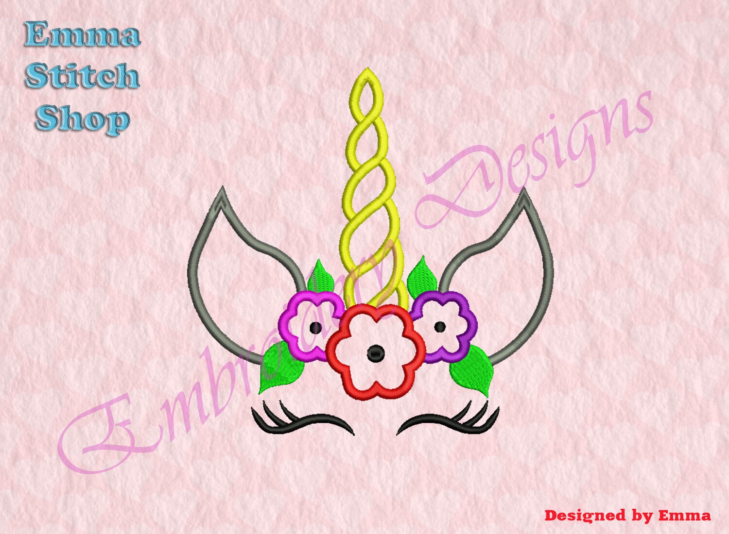 Unicorn Face Applique Embroidery Designs, Flowers Machine Embroidery ...