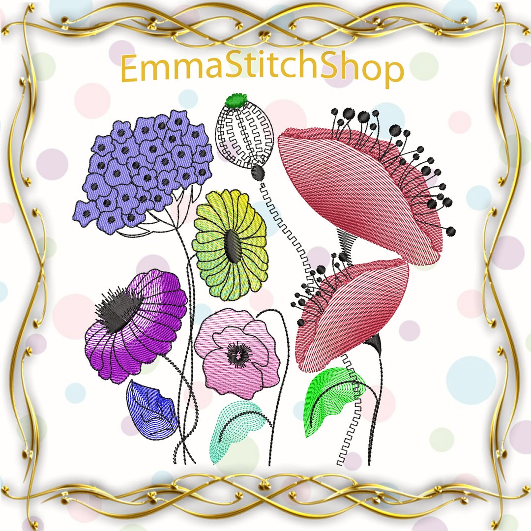 Flowers Stitch Machine Embroidery Designs Flowers Set Embroidery ...