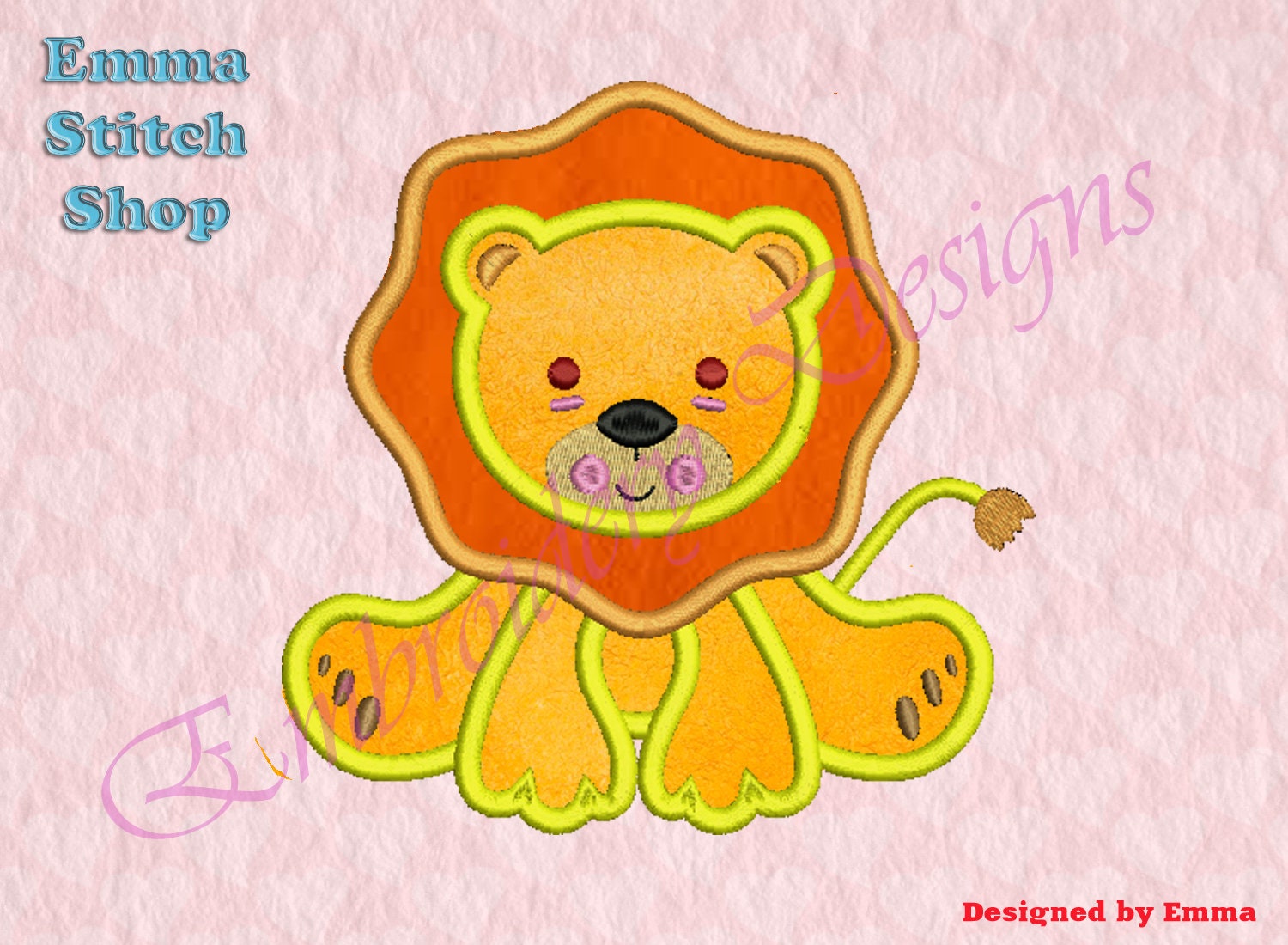 Cute lion Applique Embroidery Designs Cartoon lion Embroidery | Etsy