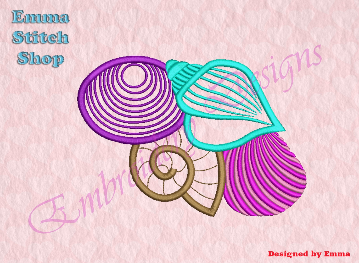 Seashell Shell Applique Embroidery Designs Sea Machine | Etsy