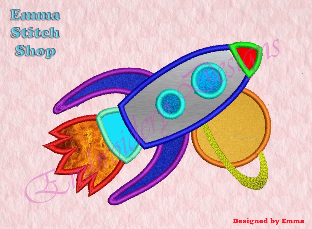 Rocket Applique Embroidery Designs, Space, Saturn, Planets Embroidery ...