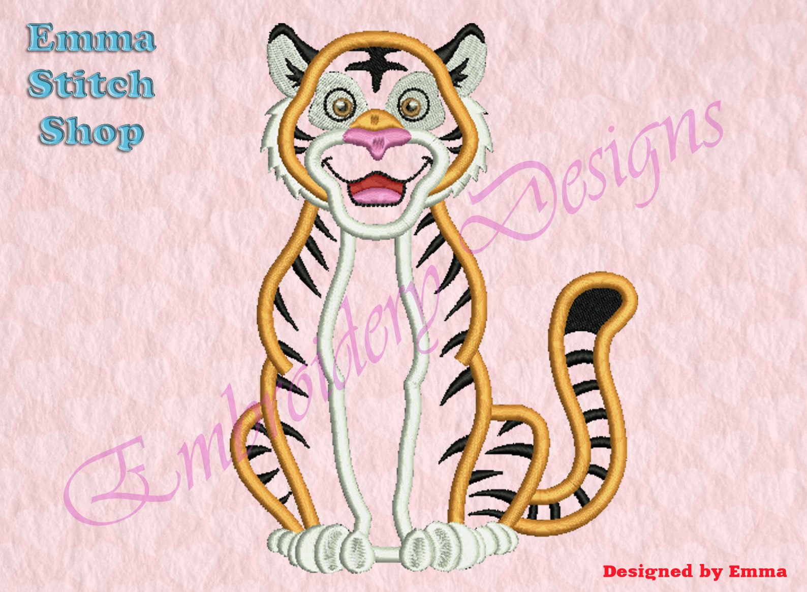 Cute Tiger Applique Embroidery Designs Tiger Embroidery - Etsy