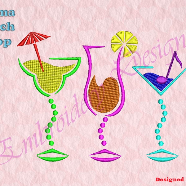 Cocktail Embroidery - Etsy