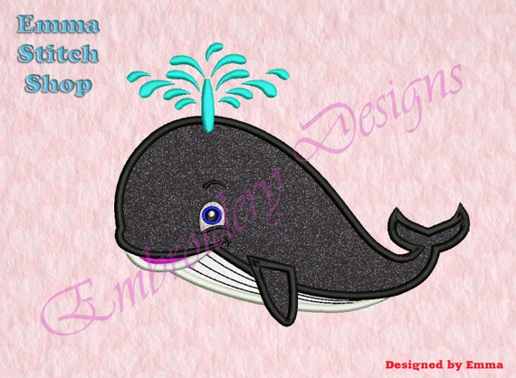 Cute Whale Applique Embroidery Designs Little Ocean Whale | Etsy
