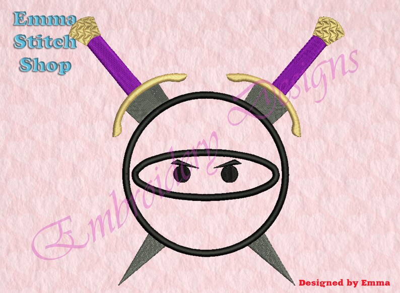 Ninja Face Applique Embroidery Designs Black Ninja Head - Etsy