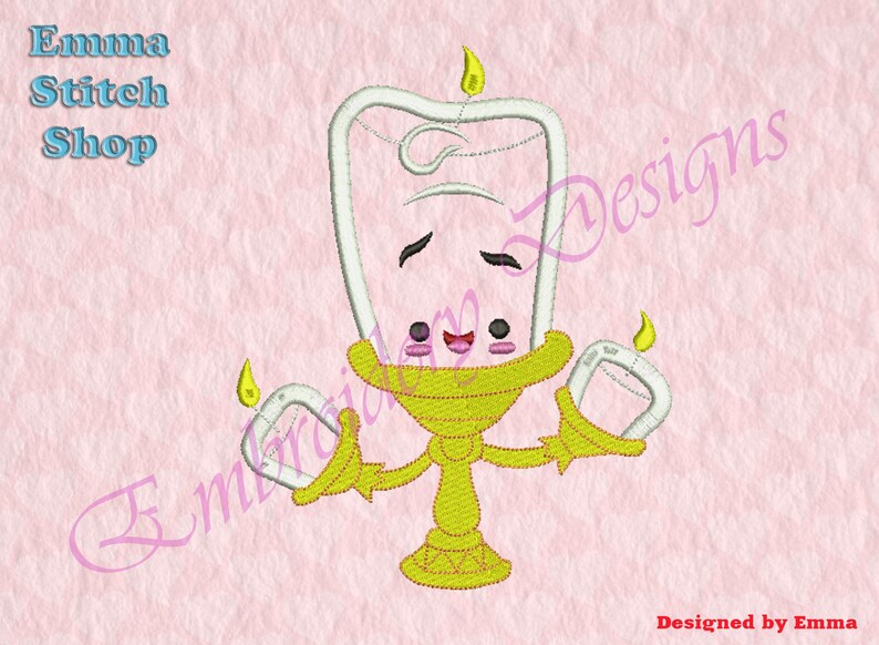 Candlestick Applique Embroidery Designs Beauty and the Beast - Etsy