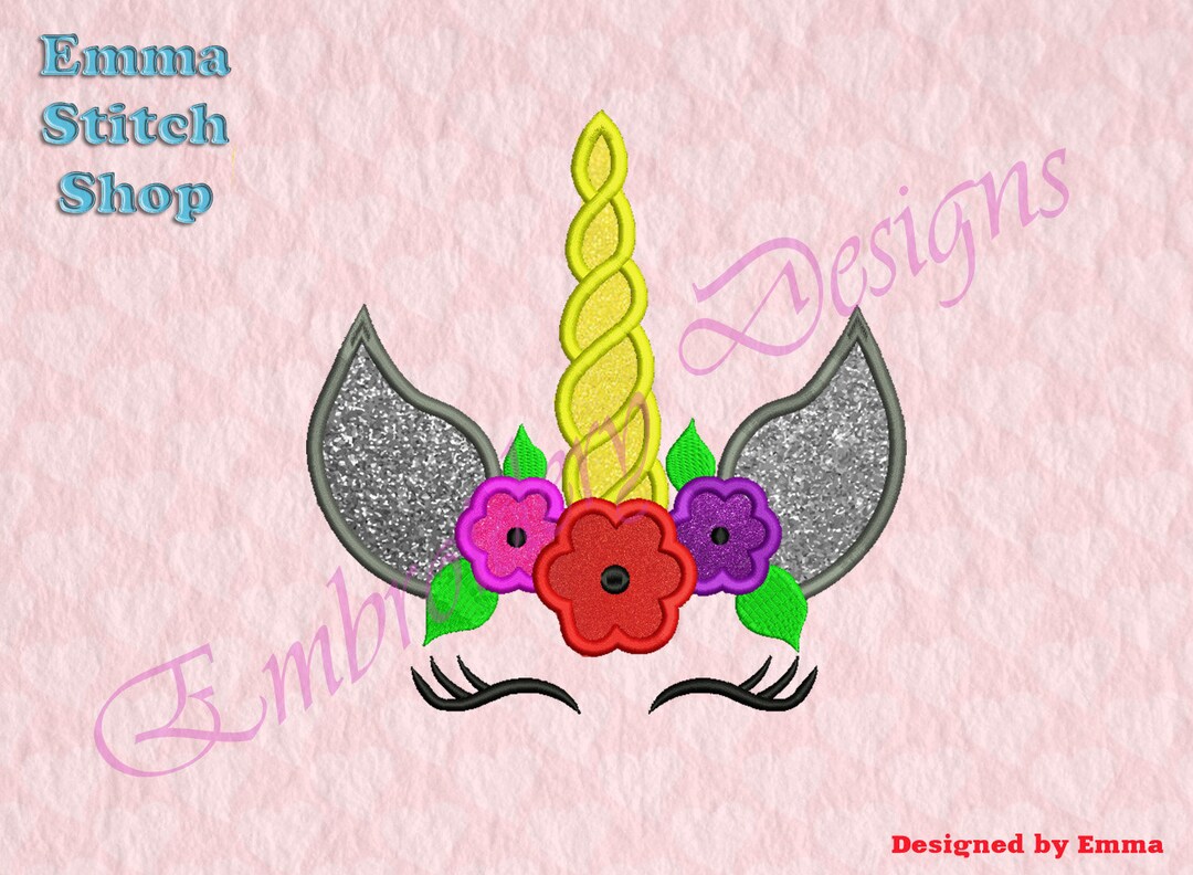 Unicorn Face Applique Embroidery Designs, Flowers Machine Embroidery ...
