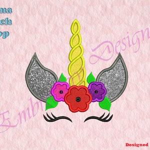 Unicorn Face Applique Embroidery Designs, Flowers Machine Embroidery ...