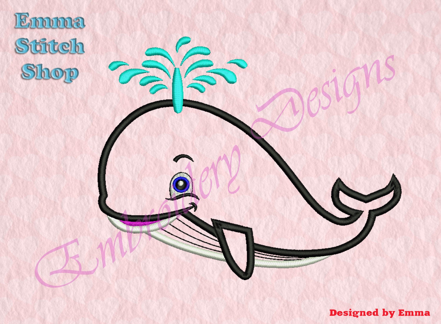 Cute Whale Applique Embroidery Designs, Little Ocean Whale, Machine ...