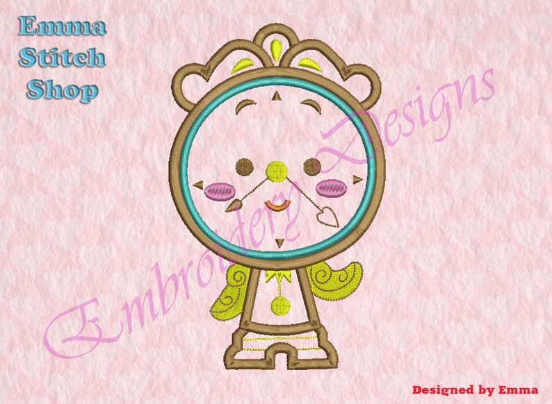 Cogsworth Clock Applique Embroidery Designs Cartoon Clock - Etsy