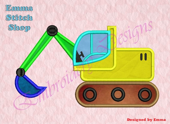 Excavator Applique Embroidery Designs Digger Machine - Etsy