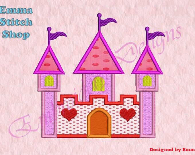 Castle Applique Design. Castle Embroidery Design. Embroidery Applique ...