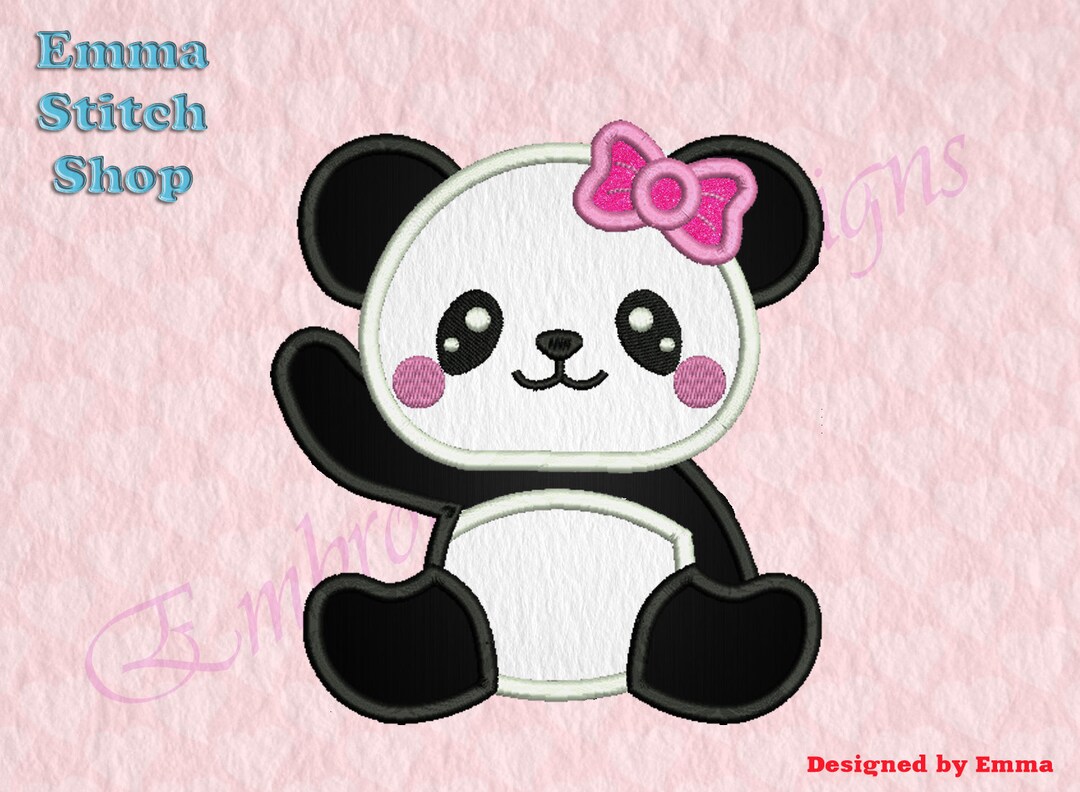 Panda Applique Embroidery Designs, Small Panda Machine Embroidery ...