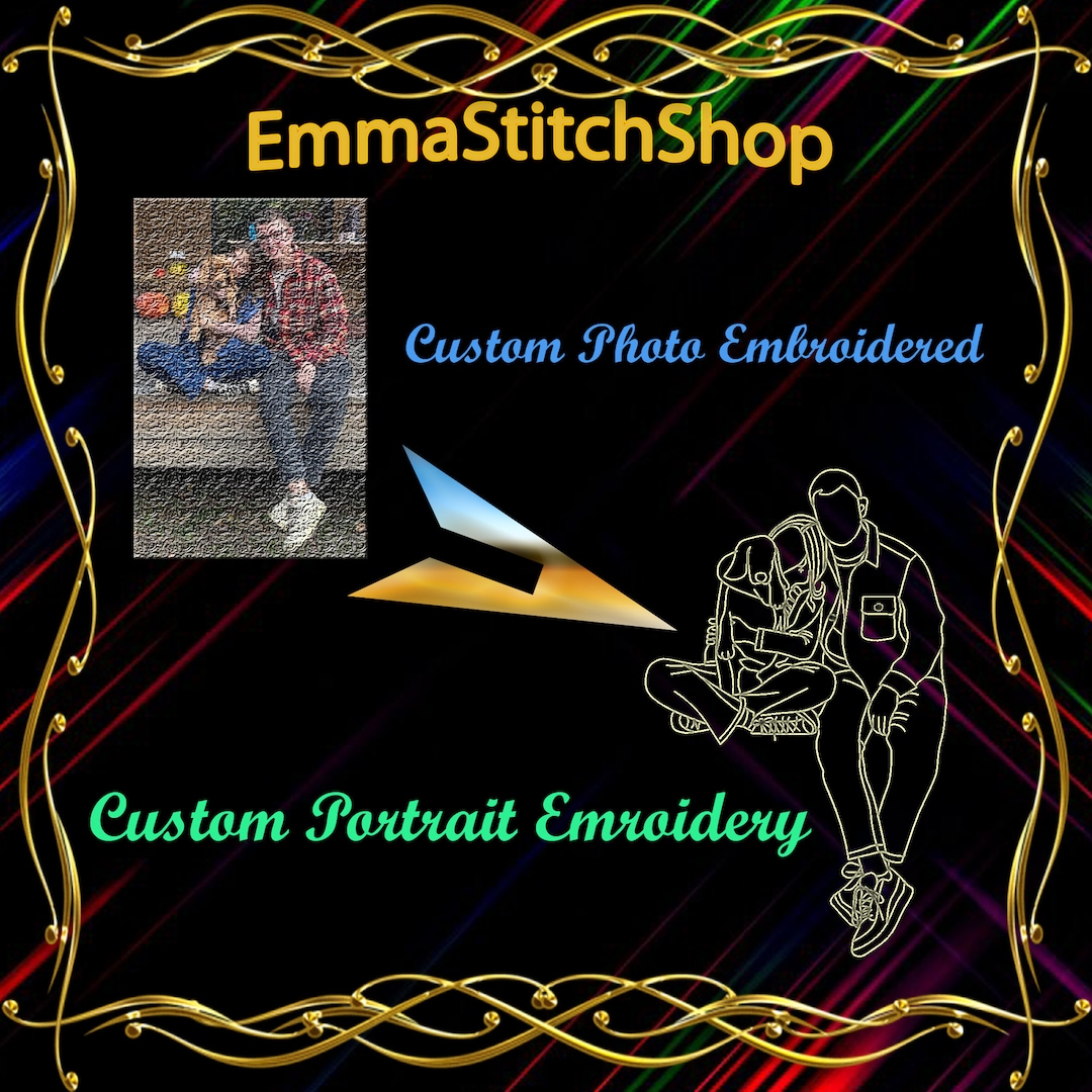 Custom Embroidery Portrait Embroidery Photo Embroidered Sweatshirt ...