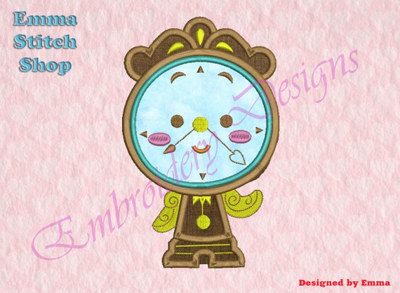 Cogsworth Clock Applique Embroidery Designs Cartoon Clock - Etsy