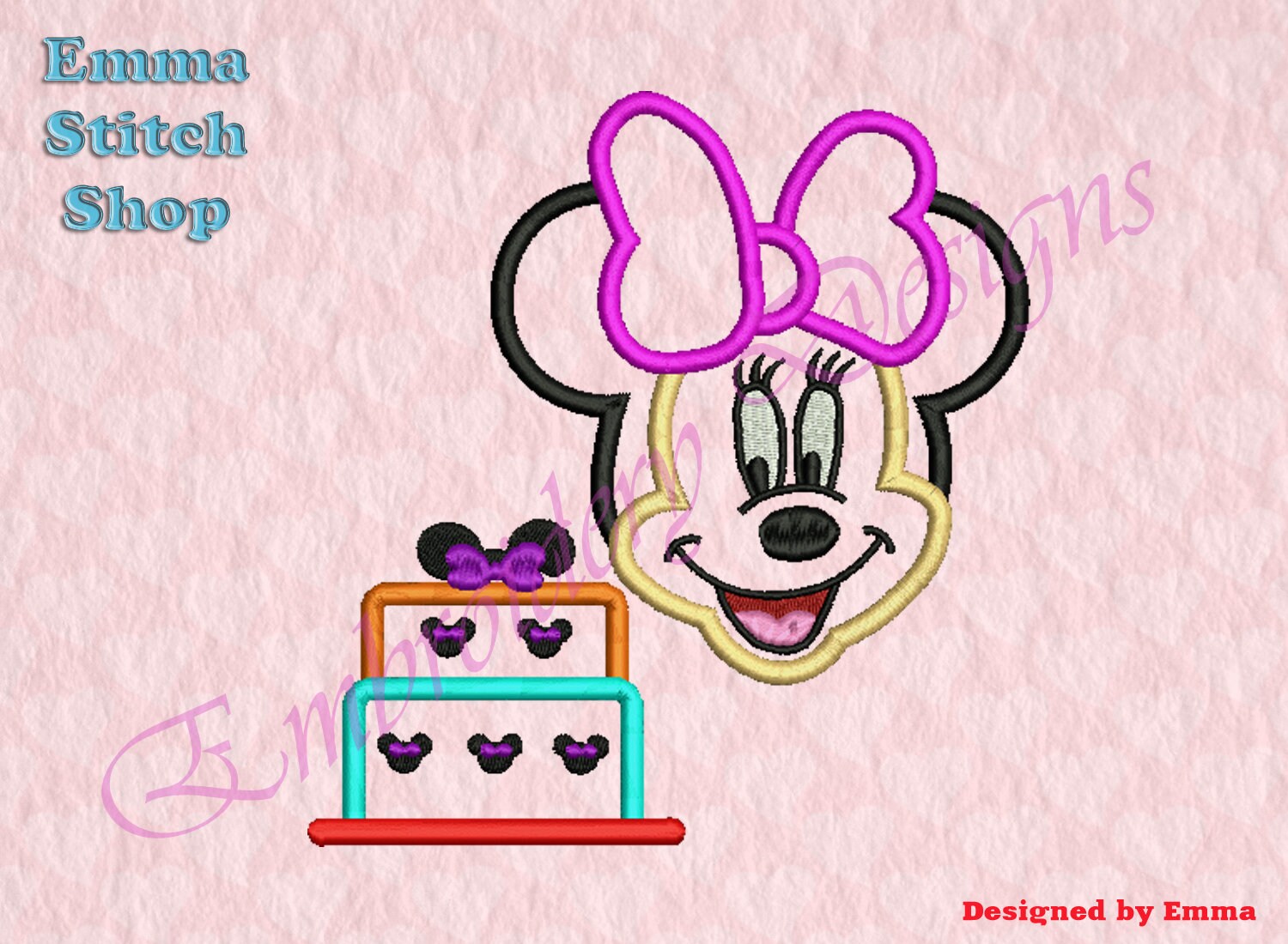 Mouse Cake Applique Embroidery Designs Girl Mouse Face | Etsy