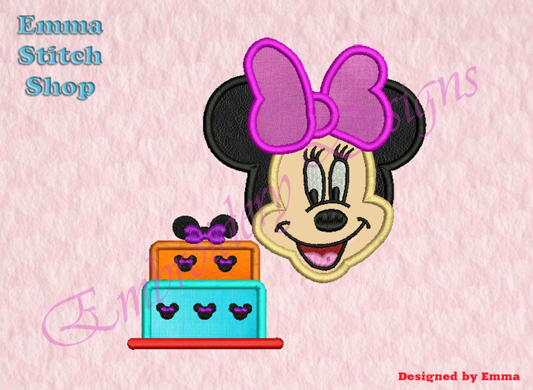 Mouse Cake Applique Embroidery Designs, Girl Mouse Face Embroidery ...