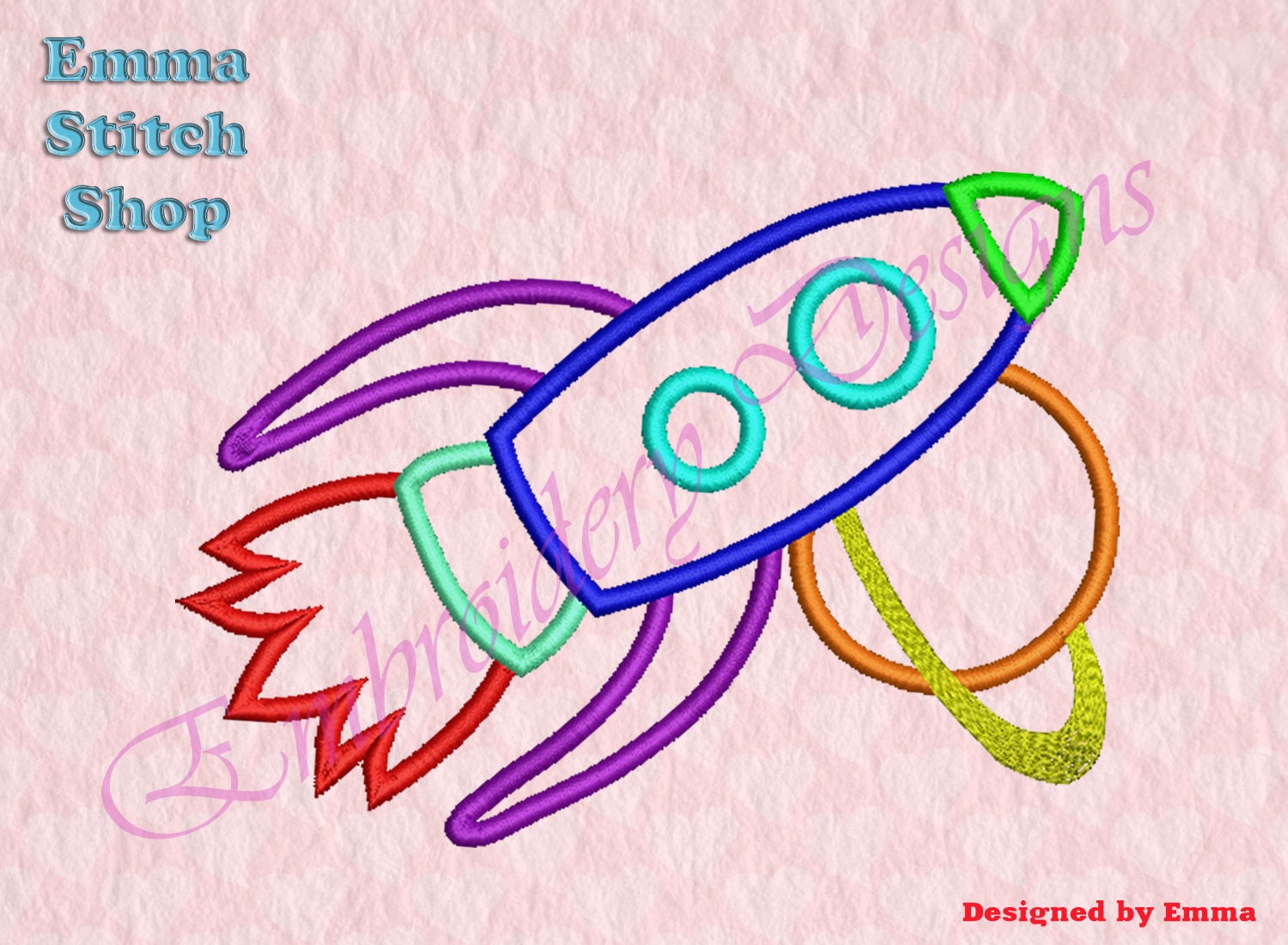Rocket Applique Embroidery Designs, Space, Saturn, Planets Embroidery ...