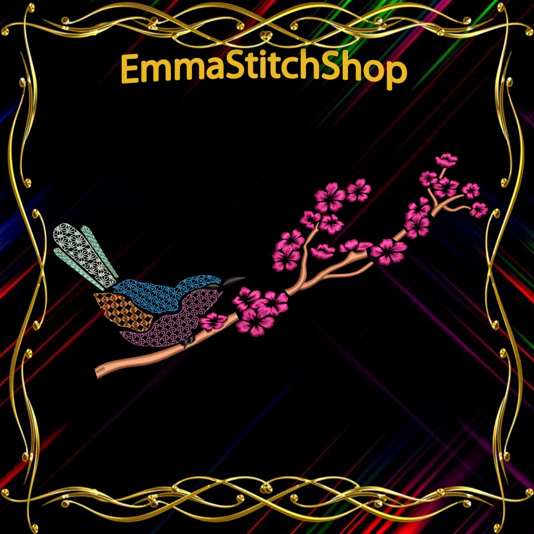 Bird With Sakura Stitch Machine Embroidery Designs Butterfly Embroidery ...