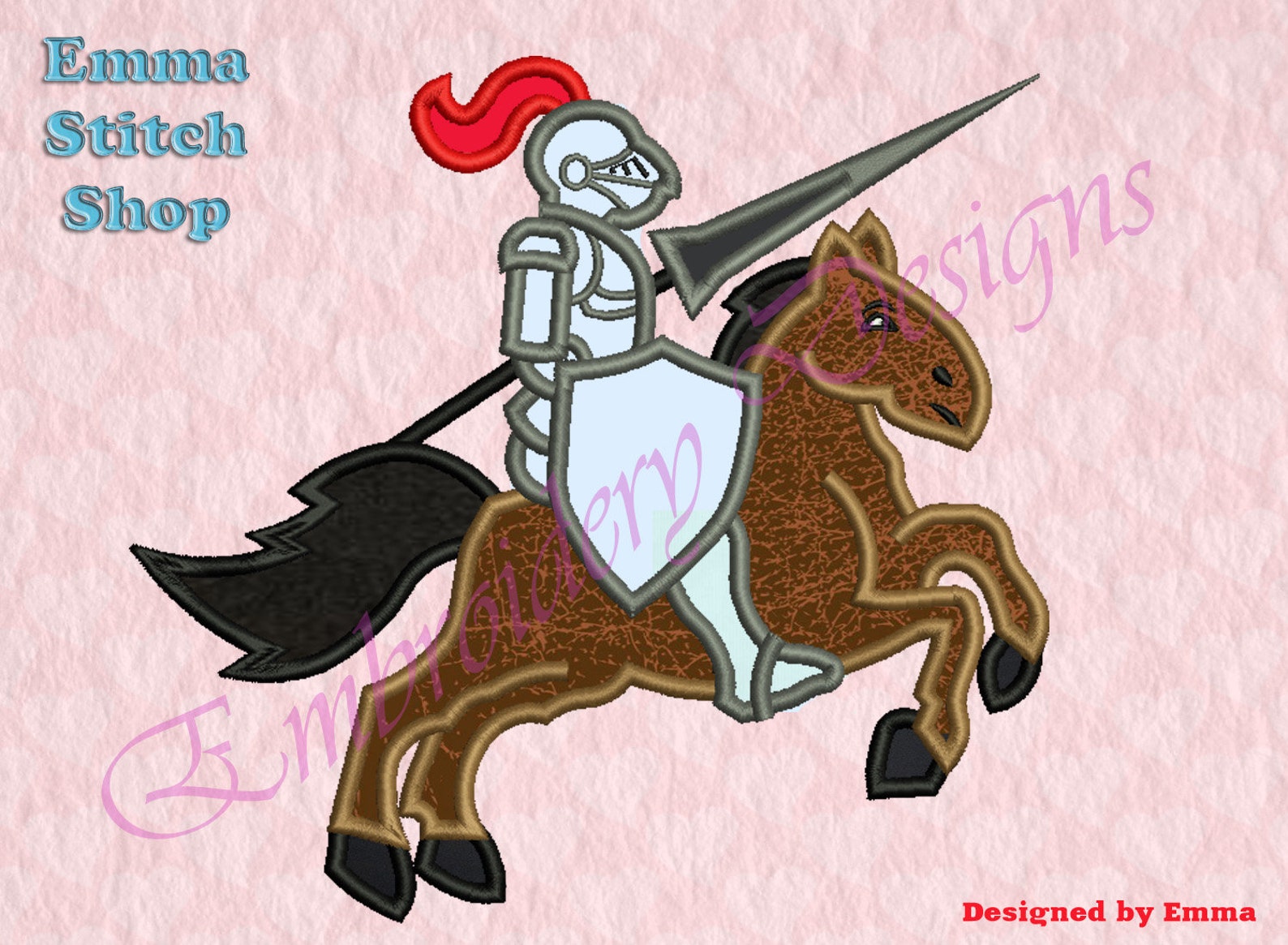 Knight Machine Applique Embroidery Designs Knight With Horse | Etsy