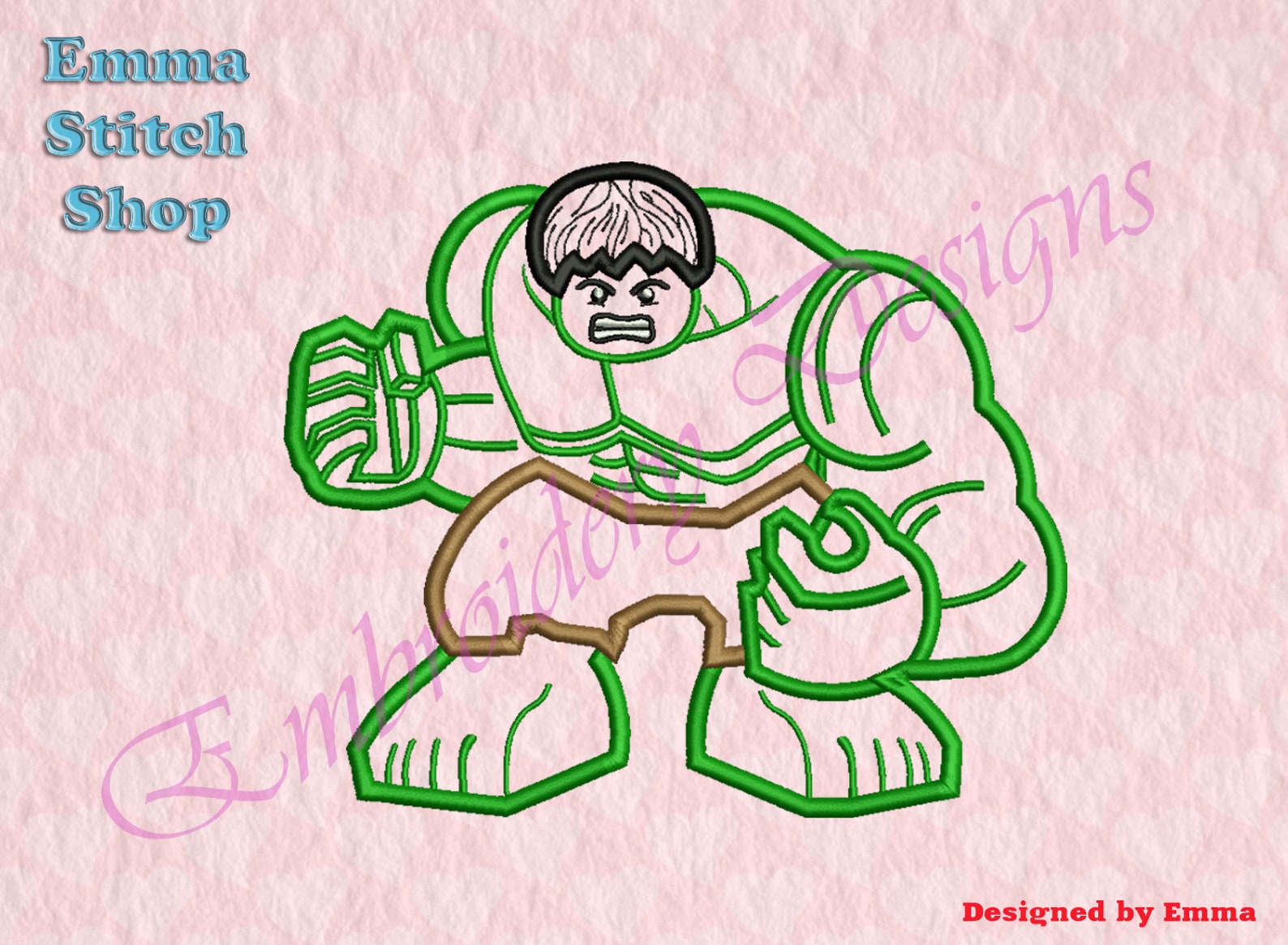 Green Big Superhero Applique Embroidery Designs, Superhero Embroidery ...