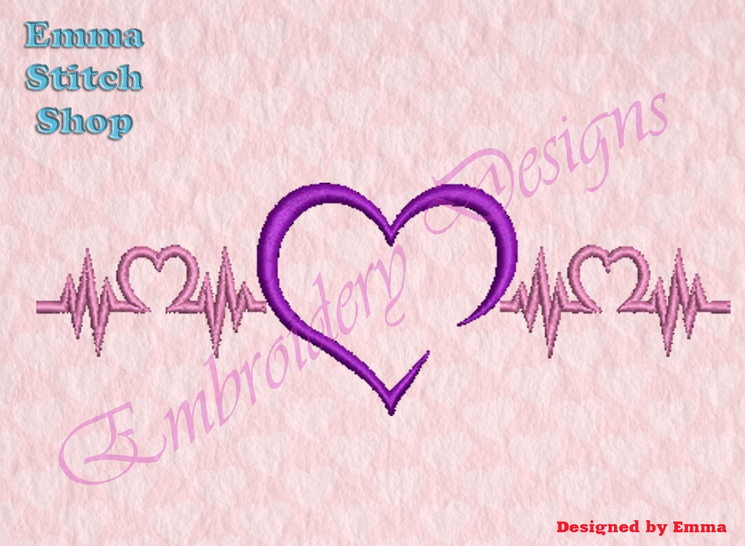 Love Pulse Heart Fill Embroidery Designs, Pulse Heart Embroidery ...
