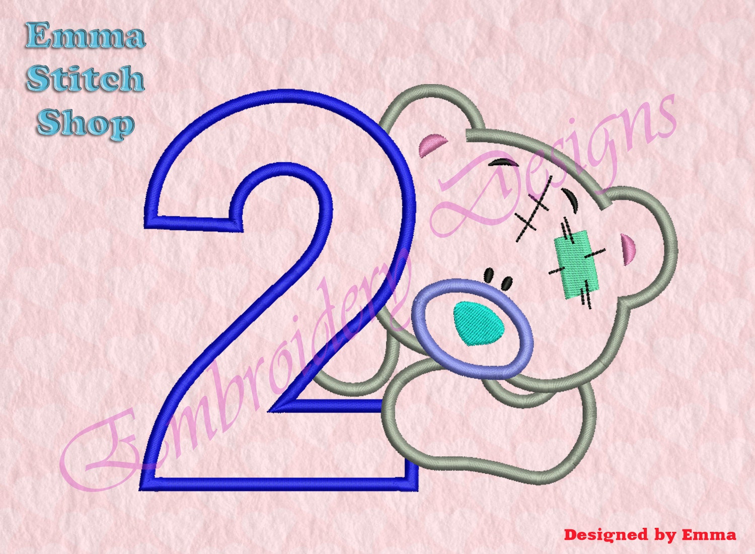 Bear TWO Applique Embroidery Designs Second Bitrhday | Etsy