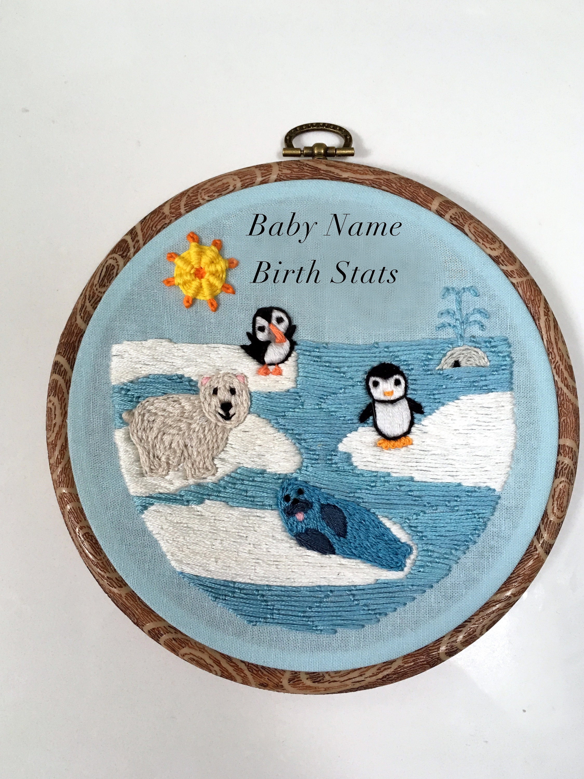 Baby Name Hoop Hand Embroidery Birth Announcement Nursery - Etsy