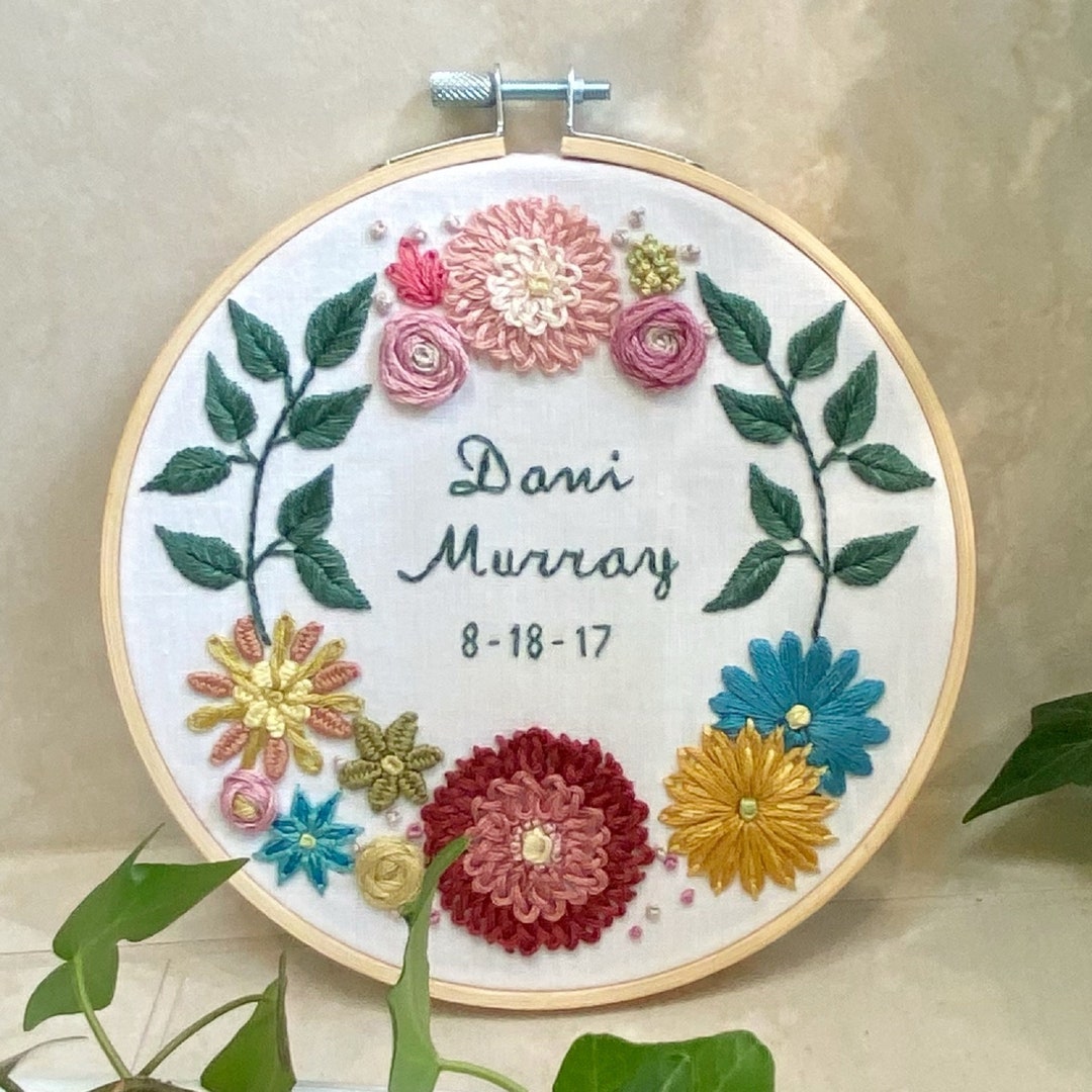Personalized Embroidery Baby Gift, Embroidery Name Hoop With Birth ...