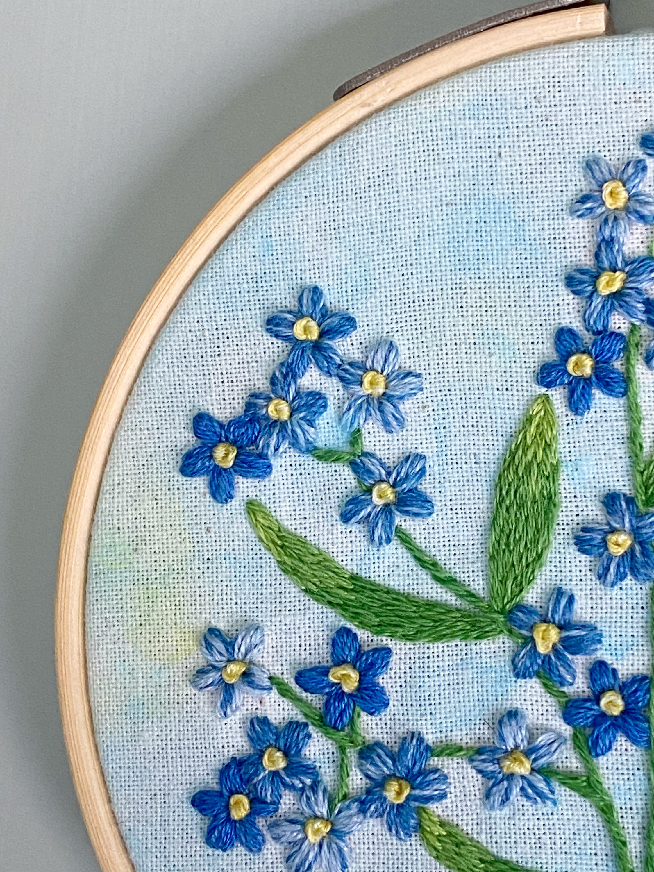 Forget Me Nots Hand Embroidery Hoop, Floral Embroidery, Embroidery Wall ...